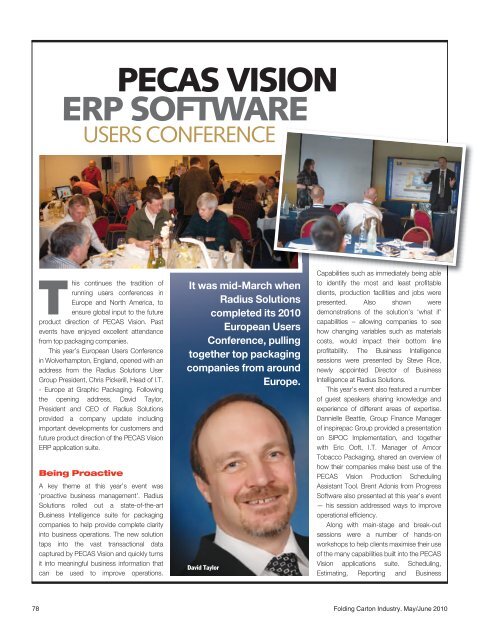 PECAS Vision ERP Software Users Conference - Radius