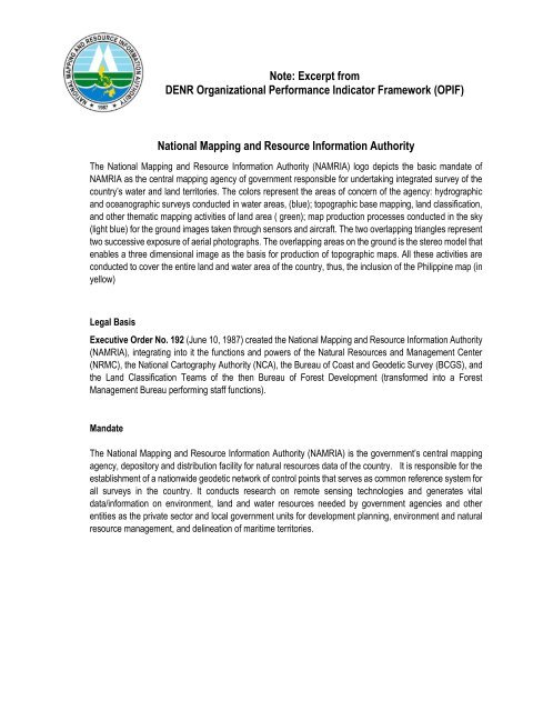 Excerpt from DENR Organizational Performance Indicator ... - NAMRIA