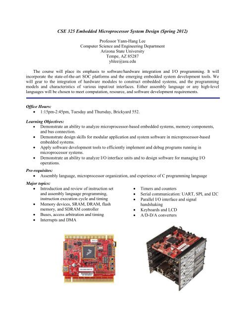 CSE 325: Embedded Microprocessor System Design - Arizona State ... CSE 325: Embedded Microprocessor System Design - Arizona State ...
