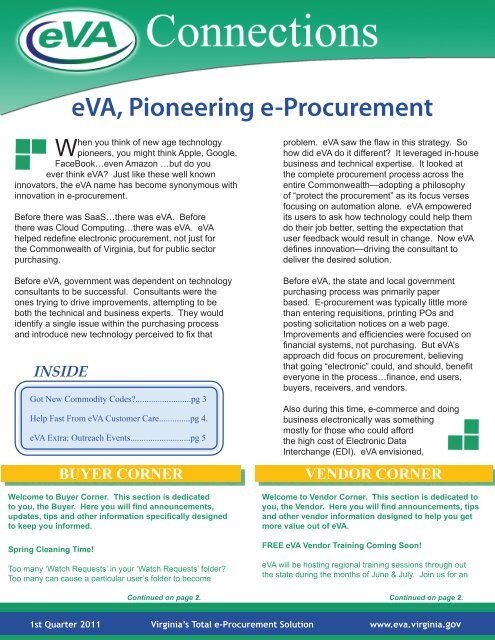 eVA, Pioneering e-Procurement - Eva.virginia.gov - Commonwealth ...
