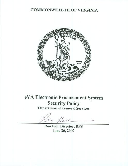 eVA Security Policy - Eva.virginia.gov - Commonwealth of Virginia
