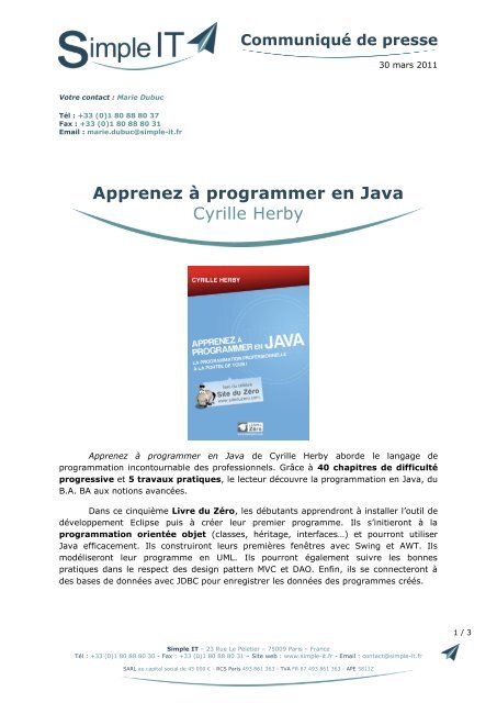 Apprenez à programmer en Java Cyrille Herby