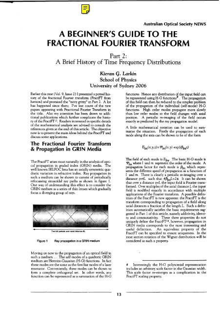 The Beginner's Guide to the Fractional Fourier Transform, Part 2