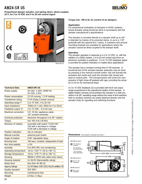 BELIMO-AM24SR - NCA Manufacturing