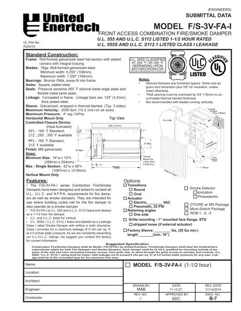 MODEL F/S-3V-FA-I - United Enertech