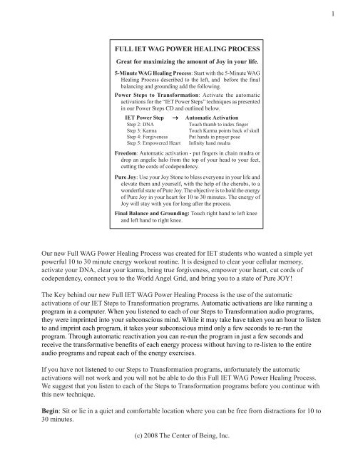New WAG Process Explained - Integrated Energy Therapy