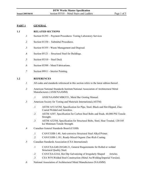 DTW Works Master Specification Section 05510 â Metal Stairs and ...