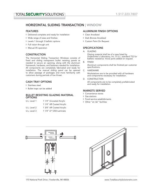 HORIZONTAL SLIDING TRANSACTION | WINDOW - TSS Bulletproof