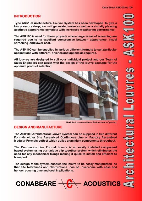 Architectural Louvre â 100mm pitch - Conabeare Acoustics Limited