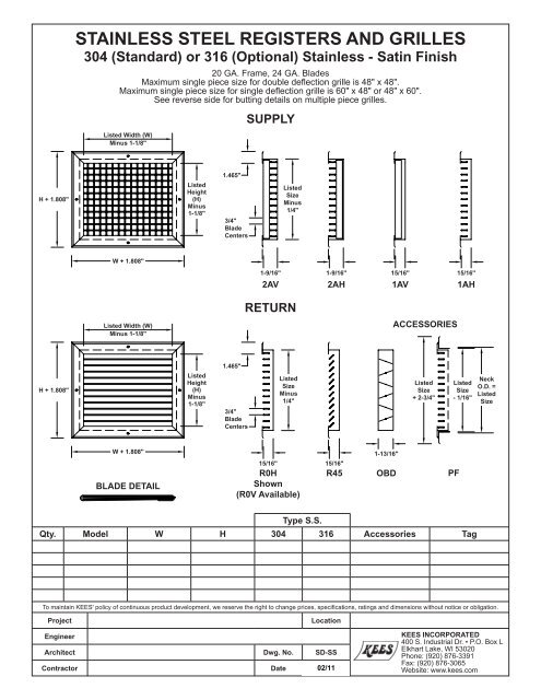 STAINLESS STEEL REGISTERS AND GRILLES
