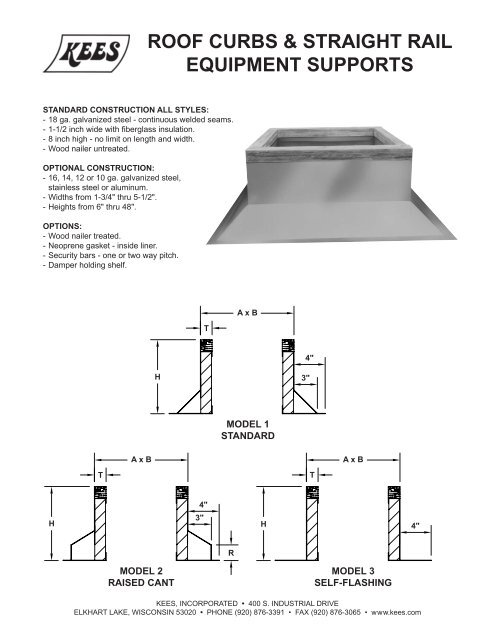 ROOF CURBS & STRAIGHT RAIL EQUIPMENT SUPPORTS