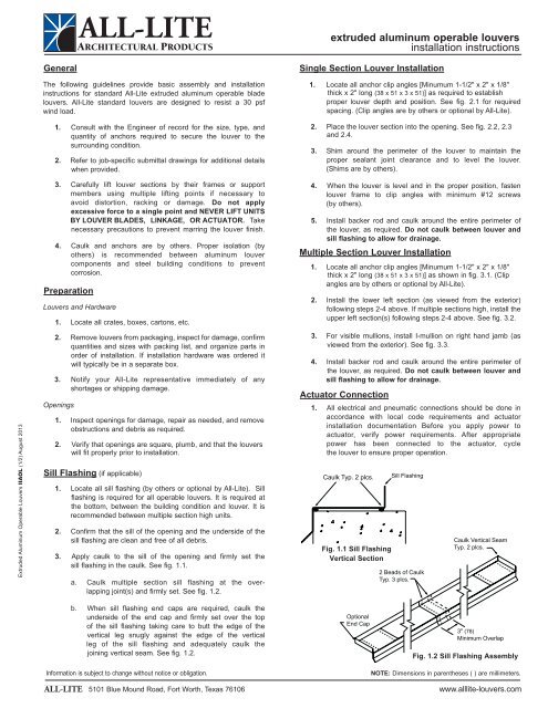 extruded aluminum operable louvers installation instructions