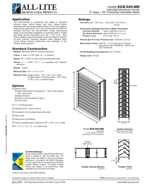 model ECD-545-MD - All-Lite Architectural Products