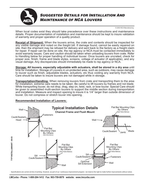 Typical Installation Details - LMCurbs