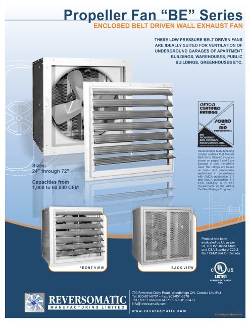 BE SERIES - Updated Table - Reversomatic