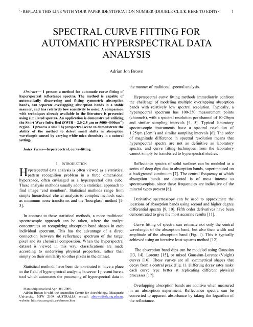 spectral curve fitting for automatic hyperspectral data analysis