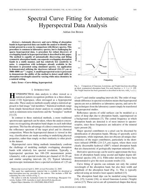 Spectral Curve Fitting for Automatic Hyperspectral Data Analysis
