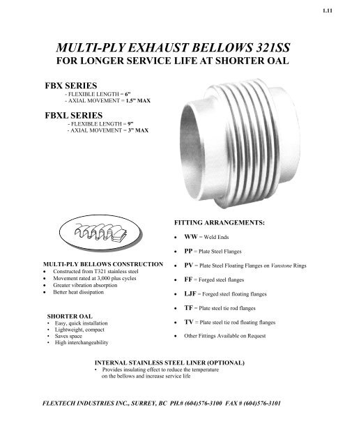 MULTI-PLY EXHAUST BELLOWS 321SS - Flextech Industries, Ltd.