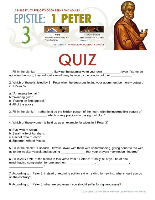 1 Peter 3 quiz - Orthodox Christian Bible Studies