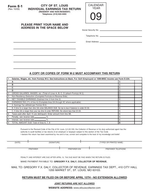 Form E-1 - City of St. Louis