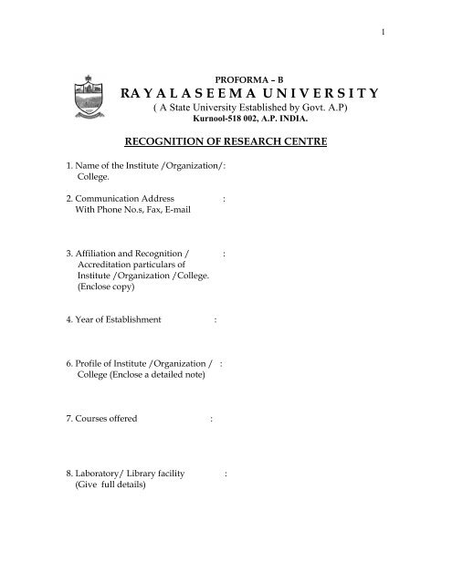 Proforma-B - Rayalaseema University