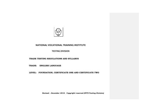 english syllabus - NVTI