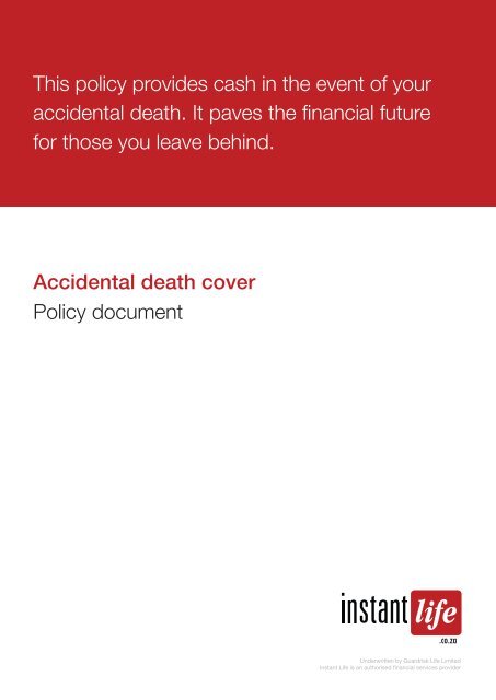 See a sample policy document - Life Insurance