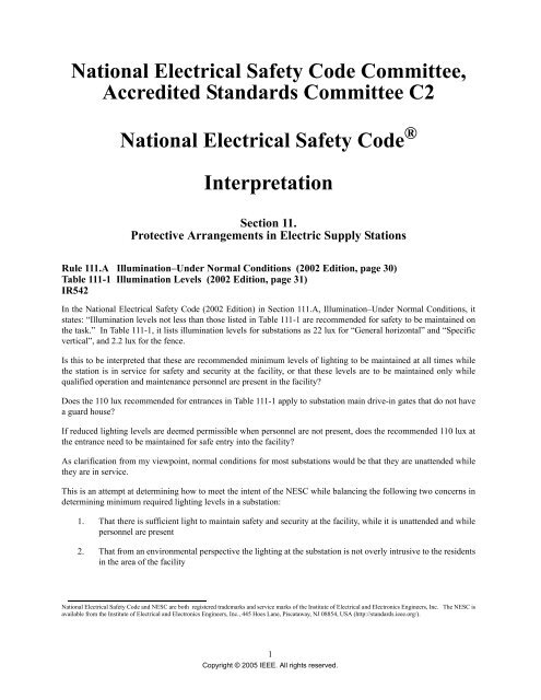 National Electric Safety Code NESC A Discussion Of The National