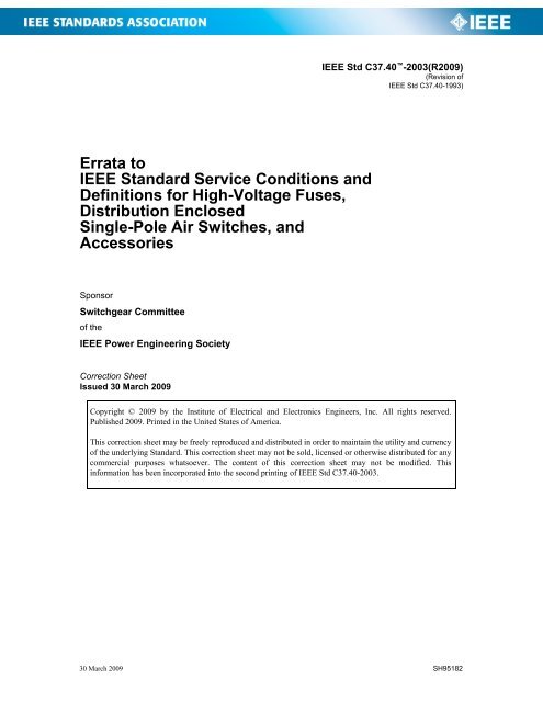 IEEE Std C37.40â ¢-2003 - The IEEE Standards Association