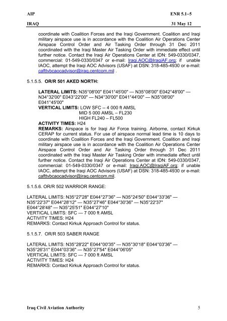 AIP ENR 5.1 5 IRAQ 31 M