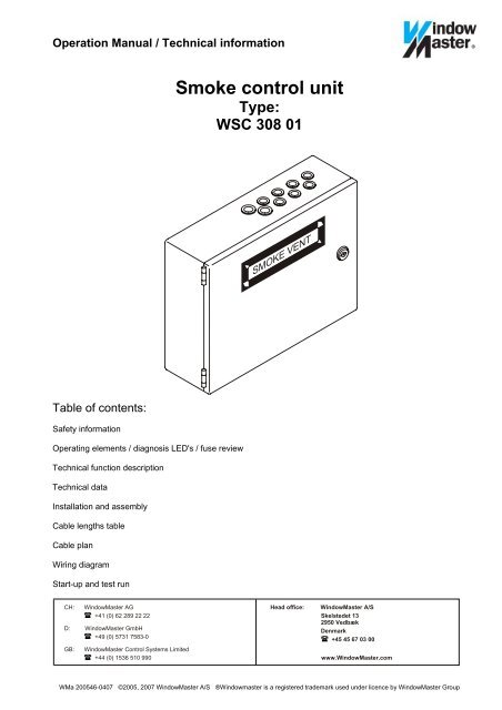 Smoke control unit Type: WSC 308 01 - WindowMaster