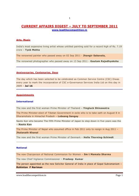 CURRENT AFFAIRS DIGEST2.pdf - Lead the Competition