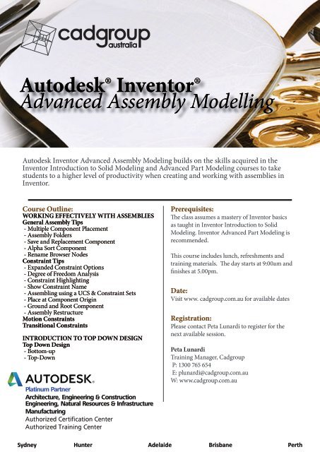 Autodesk® Inventor® Advanced Assembly Modelling - Cadgroup