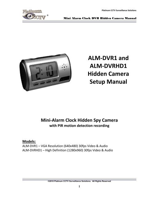 ALM-DVR1 Mini Alarm Clock Spy Camera Manual - Platinum CCTV ...