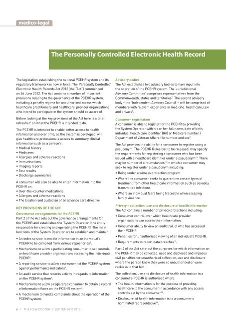 the personally controlled electronic health record (pceh