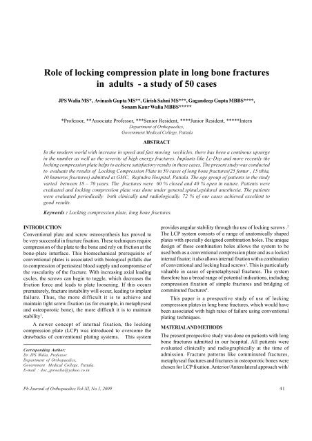 Role of locking compression plate in long bone fractures in adults - a ...