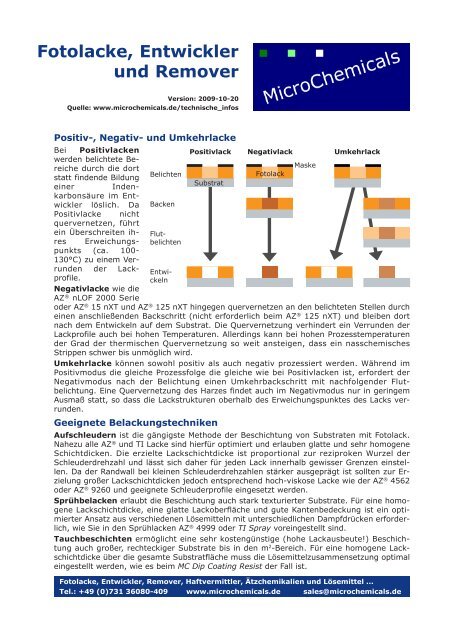 Fotolacke, Entwickler und Remover - MicroChemicals GmbH