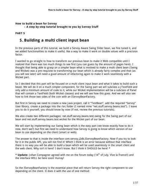 Step by step tutorial: how to build a bean for Servoy - Servoy Stuff