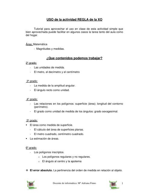 USO de la actividad REGLA de la XO ¿Que contenidos podemos ...