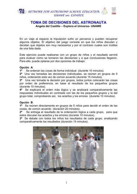 Toma de decisiones del astronauta - sac.csic.es