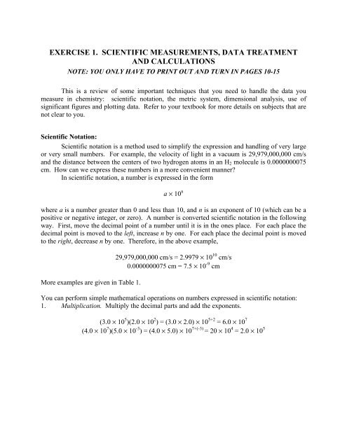 Scientific Measurements Handout Experiment