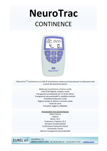 NeuroTrac Continence - Nuova Versione - Brochure.pdf - EUREL Srl