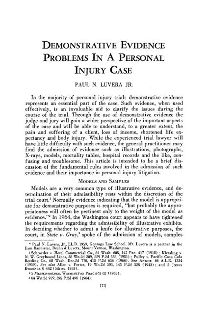 demonstrative evidence problems in a personal injury case