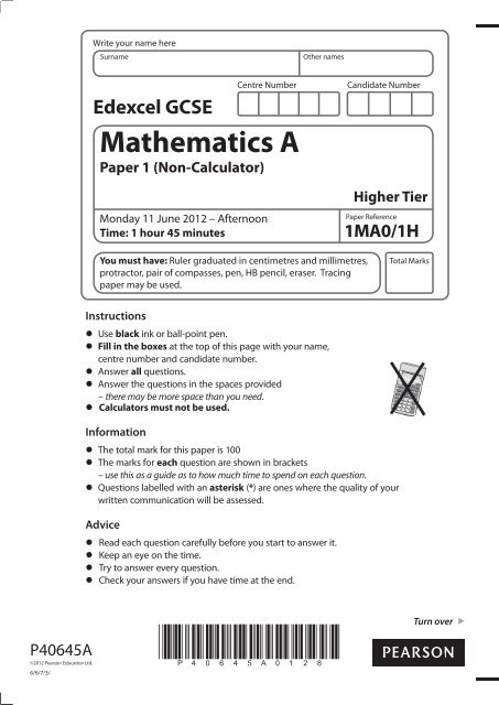 Mathematics A Paper 1 Non Calculator Higher Tier Thomas mathematics-a-paper-1-non-calculator-higher-tier-thomas