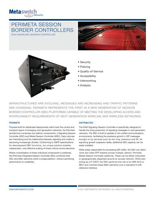 PERIMETA SESSION BORDER CONTROLLERS - Metaswitch