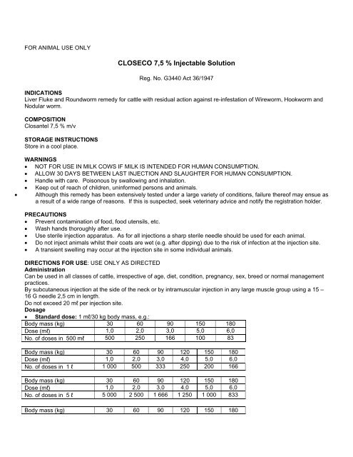 PROPOSED LABEL: ECORANTEL - Afrivet