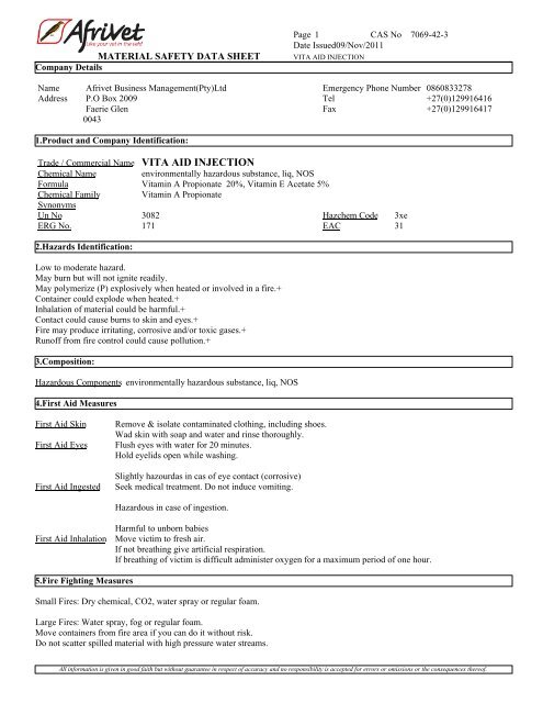 VITA AID INJECTION - Afrivet