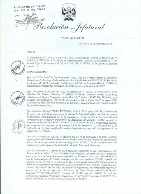 Es Copia fiel del Original que obra en esta Oficina VISTO: - Cuerpo ...