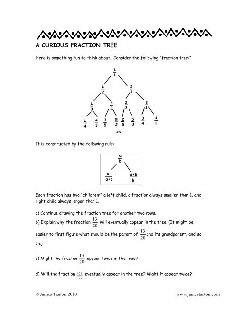 A CURIOUS FRACTION TREE - Thinking Mathematics!