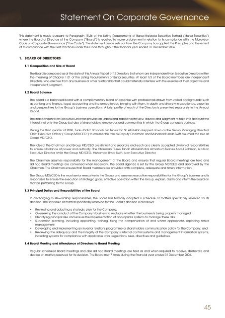 Statement On Corporate Governance - MAA Group